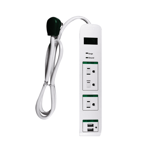 GoGreen Power (GG-13103USB) 3 Outlet Surge Protector with 2 USB Ports ...