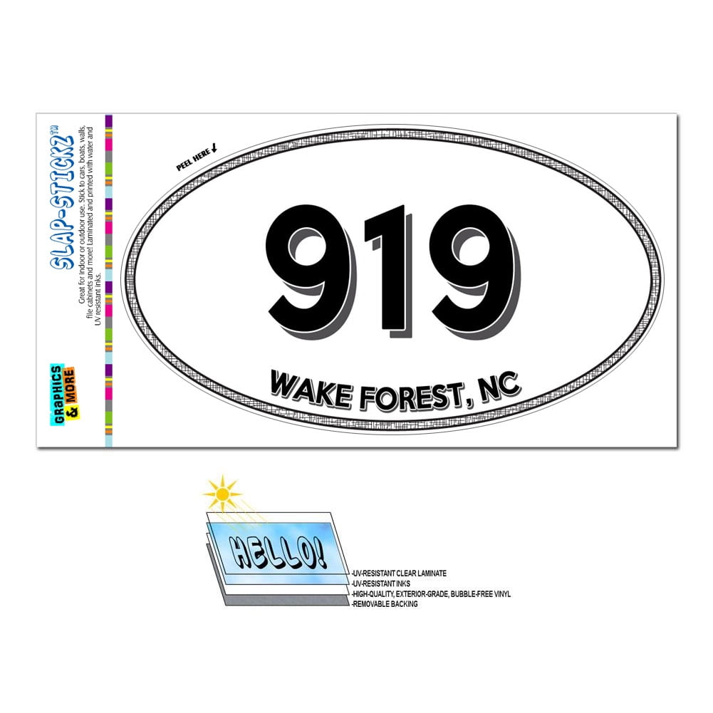 919 - Wake Forest, NC - North Carolina - Oval Area Code Sticker ...