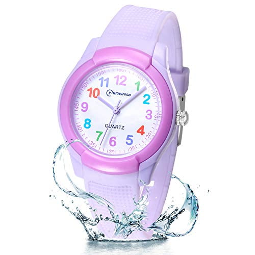 Kids Analog Watch for Girls Boys Waterproof Learning Time Wrist Watch ...