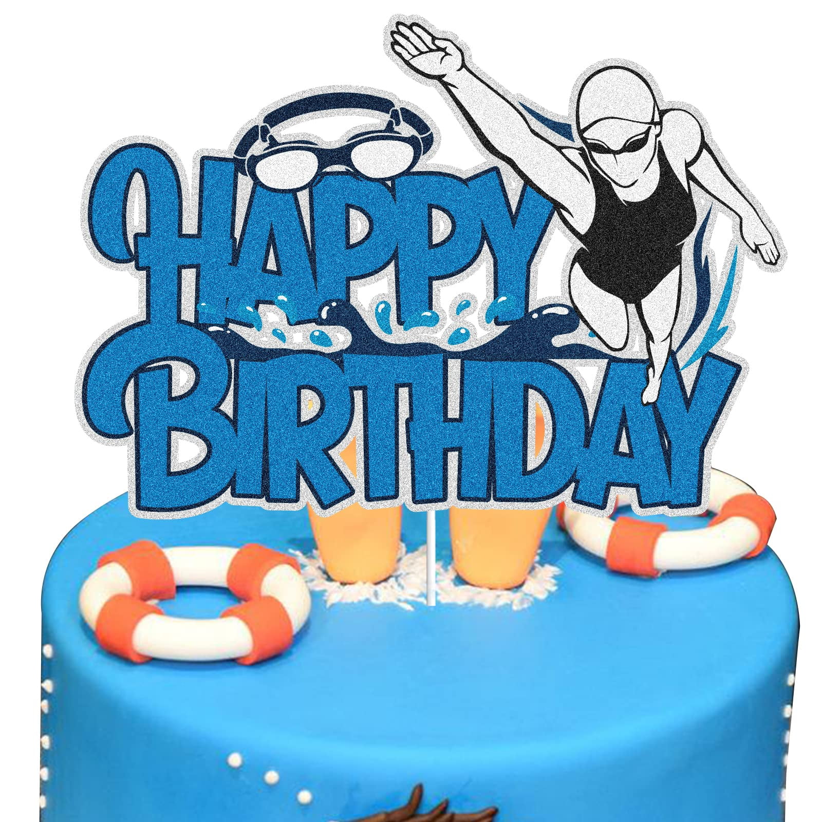 Swimming Happy Birthday Cake Topper Swimmer Summer - Walmart.com