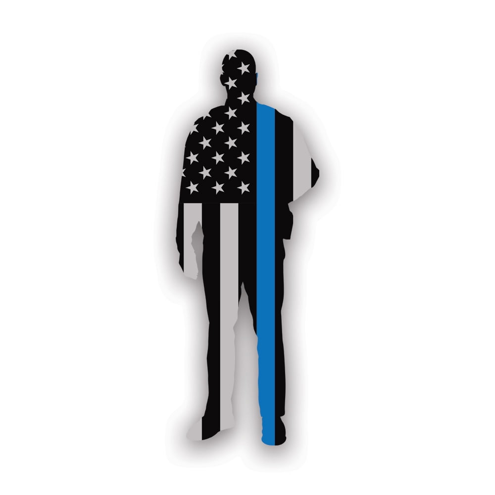 Policeman Thin Blue Line American Flag Sticker Decal - Self Adhesive ...