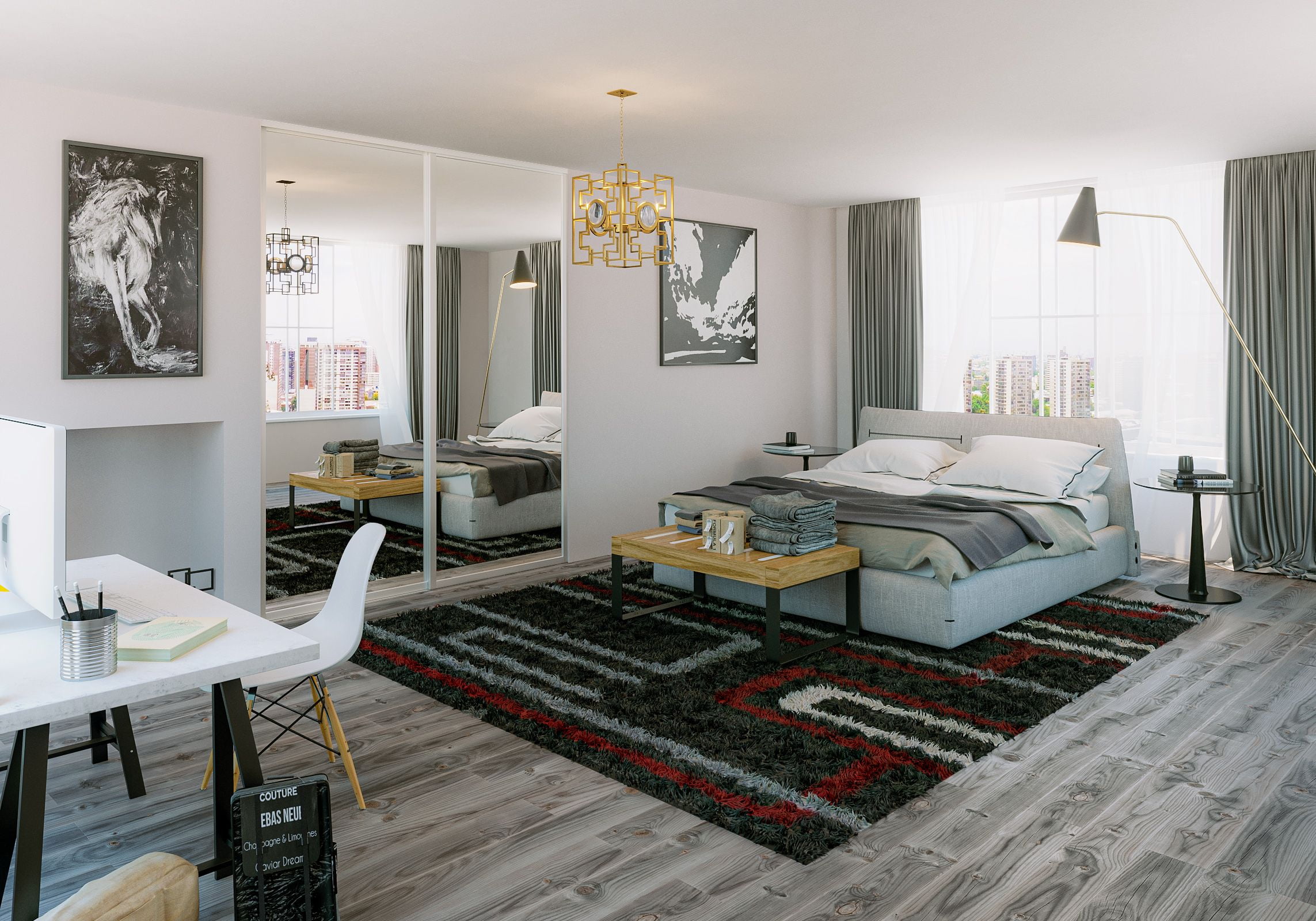 Mirror Sliding Glass Closet Doors 2 Panels By Doors22 - Walmart.com