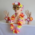 BESTSKY Hawaiian Leis Set-Tropical Flower Garlands for Luau Party,Hula ...
