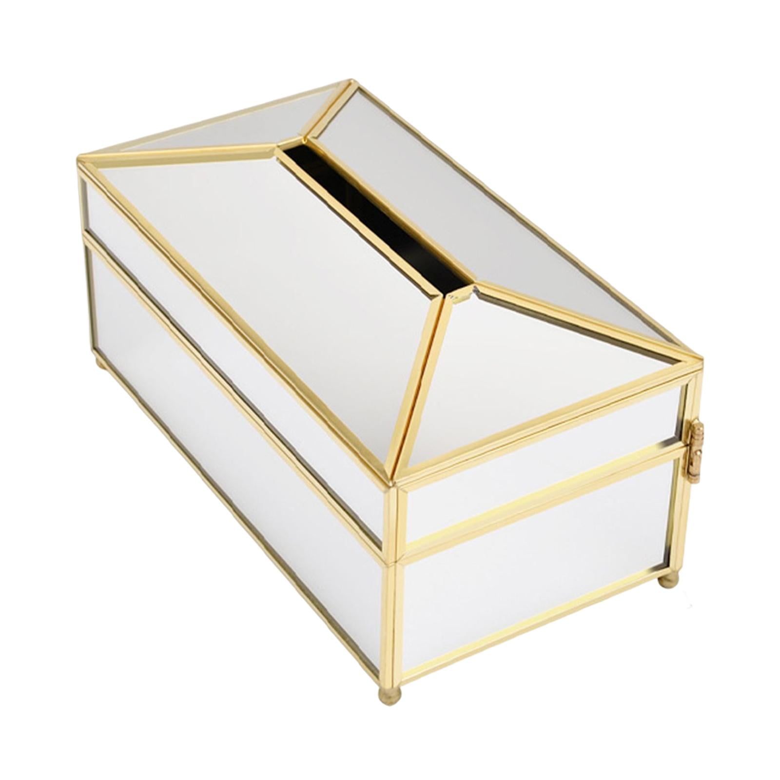 Rectangular Tissue Box Holder Cover Decorative glass Dresser Night ...