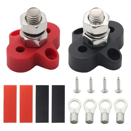 Stainless Steel Single Stud Power and Ground Junction Block, Red Heavy ...