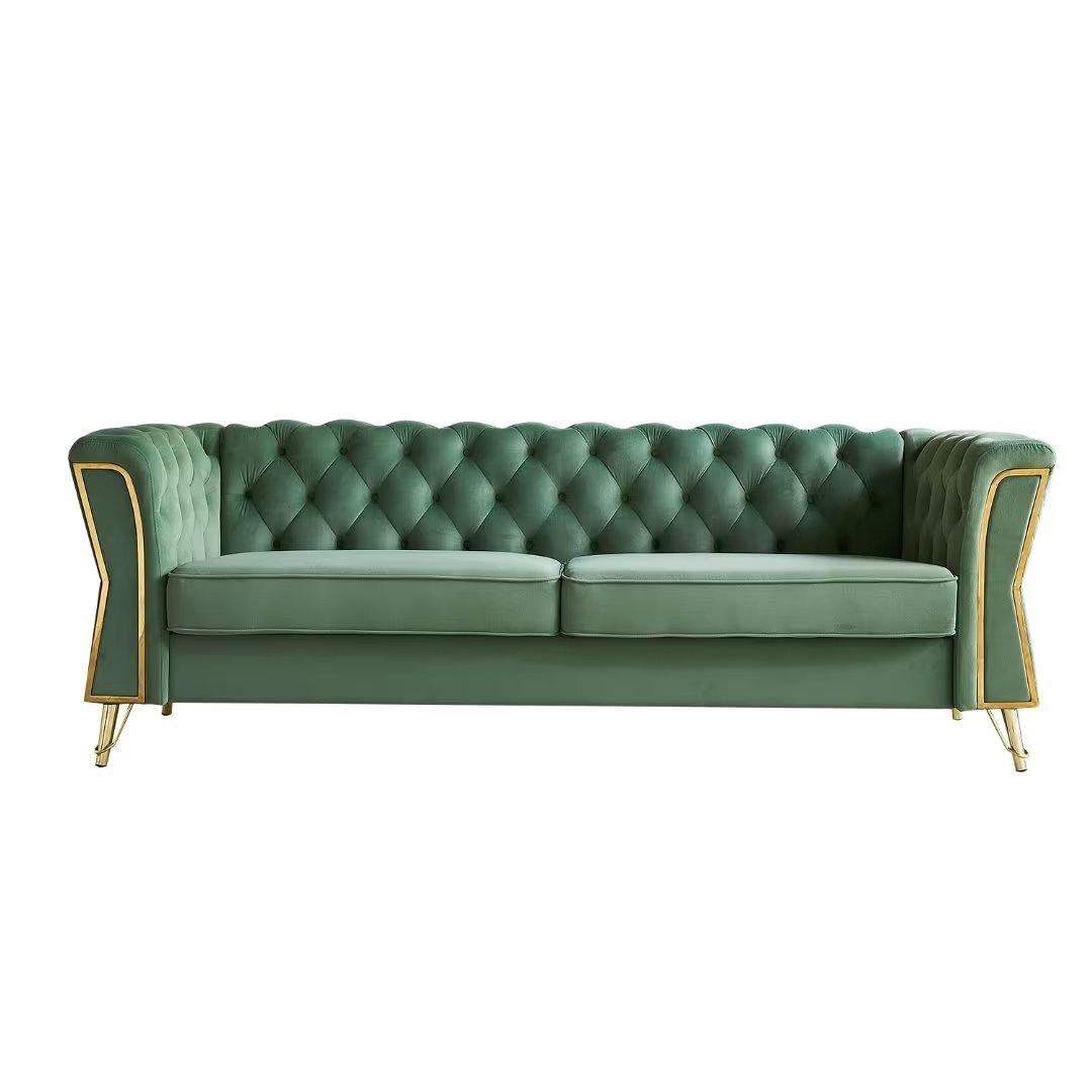 87.4'' Small Loveseat Sofa with Flared-Shape Armrests, Button Tufted ...
