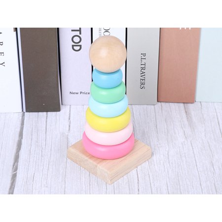 Warm Color Rainbow Stacking Ring Tower Stapelring Blocks Kids Wooden ...