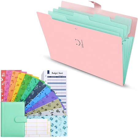File Folder+12pcs Binder Pockets with PU Leather 6 Ring Binder ...