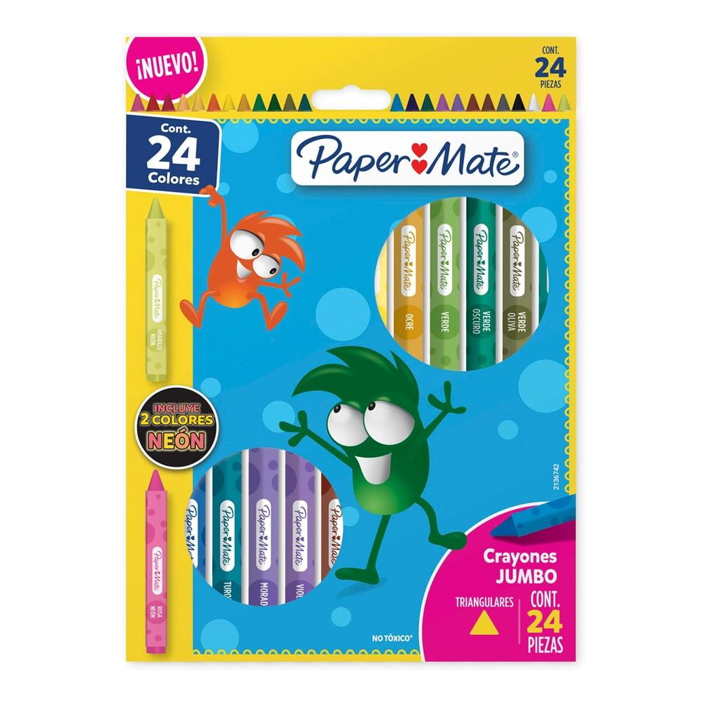 Crayones Triangulares Gruesos Paper Mate 24 Piezas | Walmart en línea