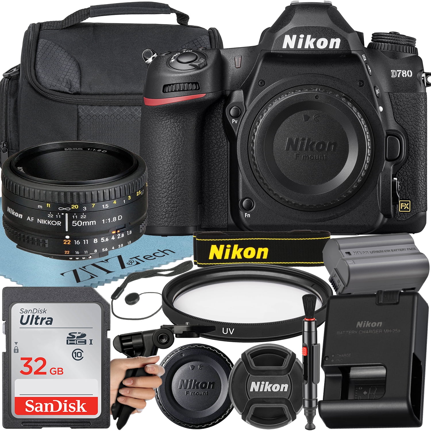 Nikon D780 DSLR Camera with AF NIKKOR 50mm f/1.8D Lens + SanDisk 32GB ...
