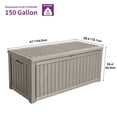 Uforic 150 Gallon Resin Deck Box, Outdoor Waterproof Storage with ...