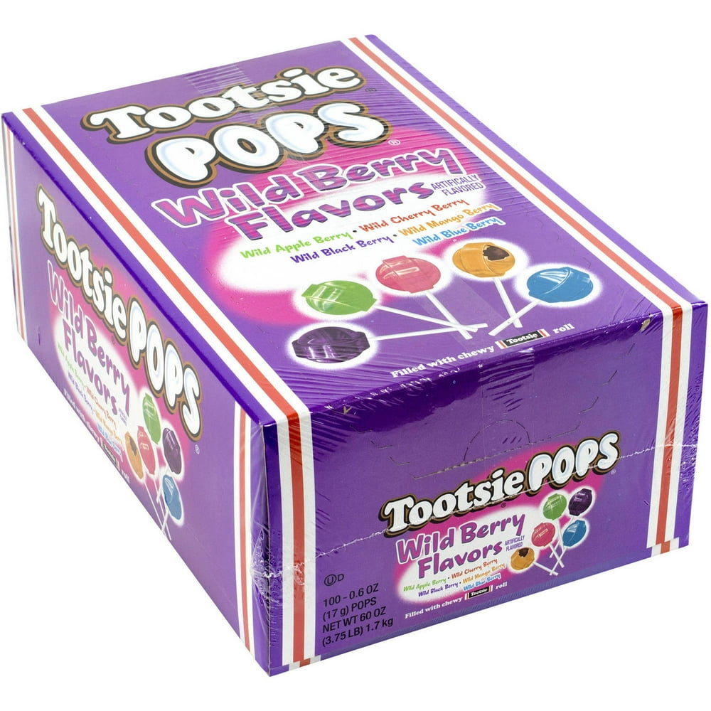 Tootsie Pops Wild Berry Flavors, .6 oz, 100 count - Walmart.com ...