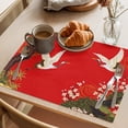 Crane Pine Cotton Linen Placemats Set of 12, Flower Retro Gold Red ...