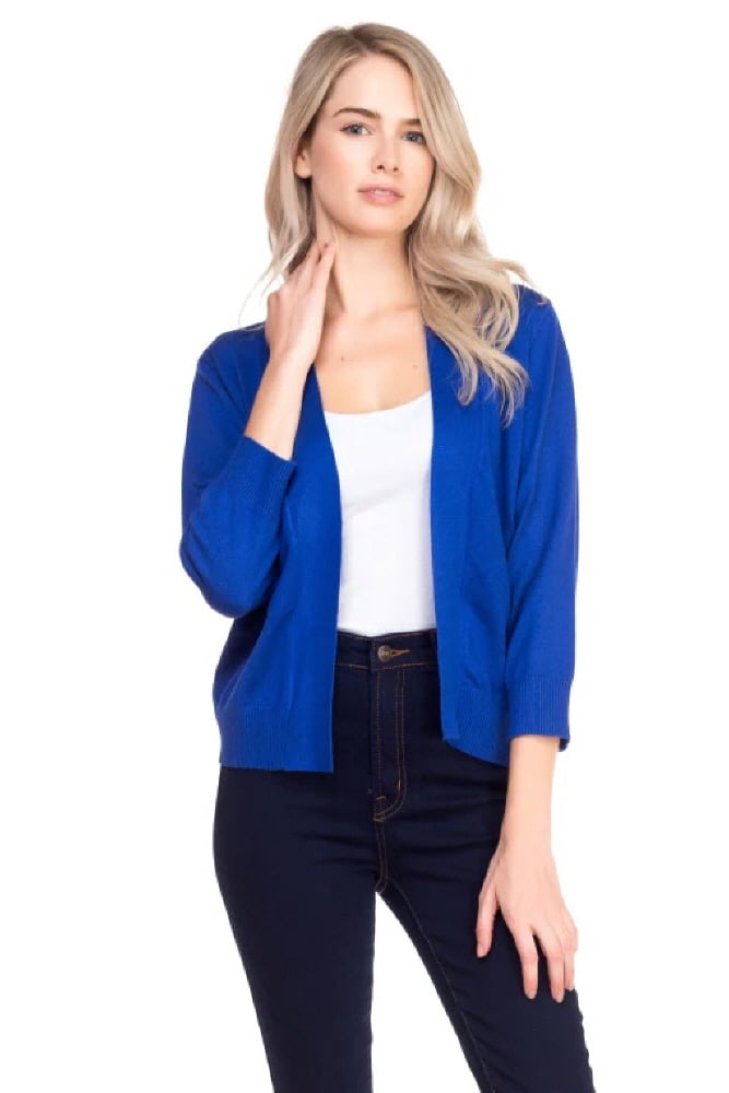 ShezPretty Women's Bolero 3/4 Sleeve Cropped Open Front Short Shrugs ...