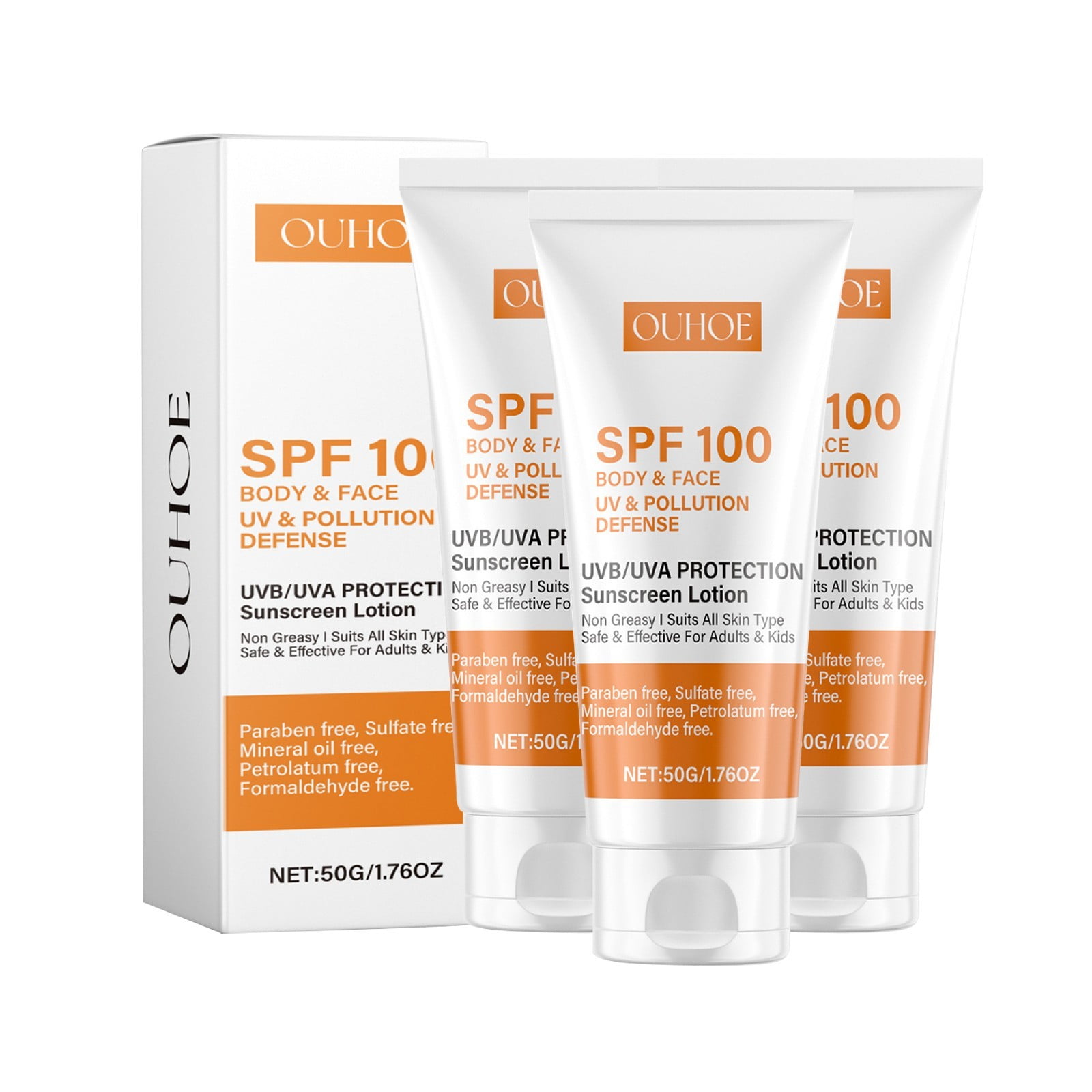 On Sale OUHOE SPF 100 Body & Face Sunscreen Lotion, UVB/UVA Protection ...