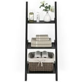 Ballucci 3-Tier Storage Ladder Shelf Bookcase, Wood Leaning Ladder ...
