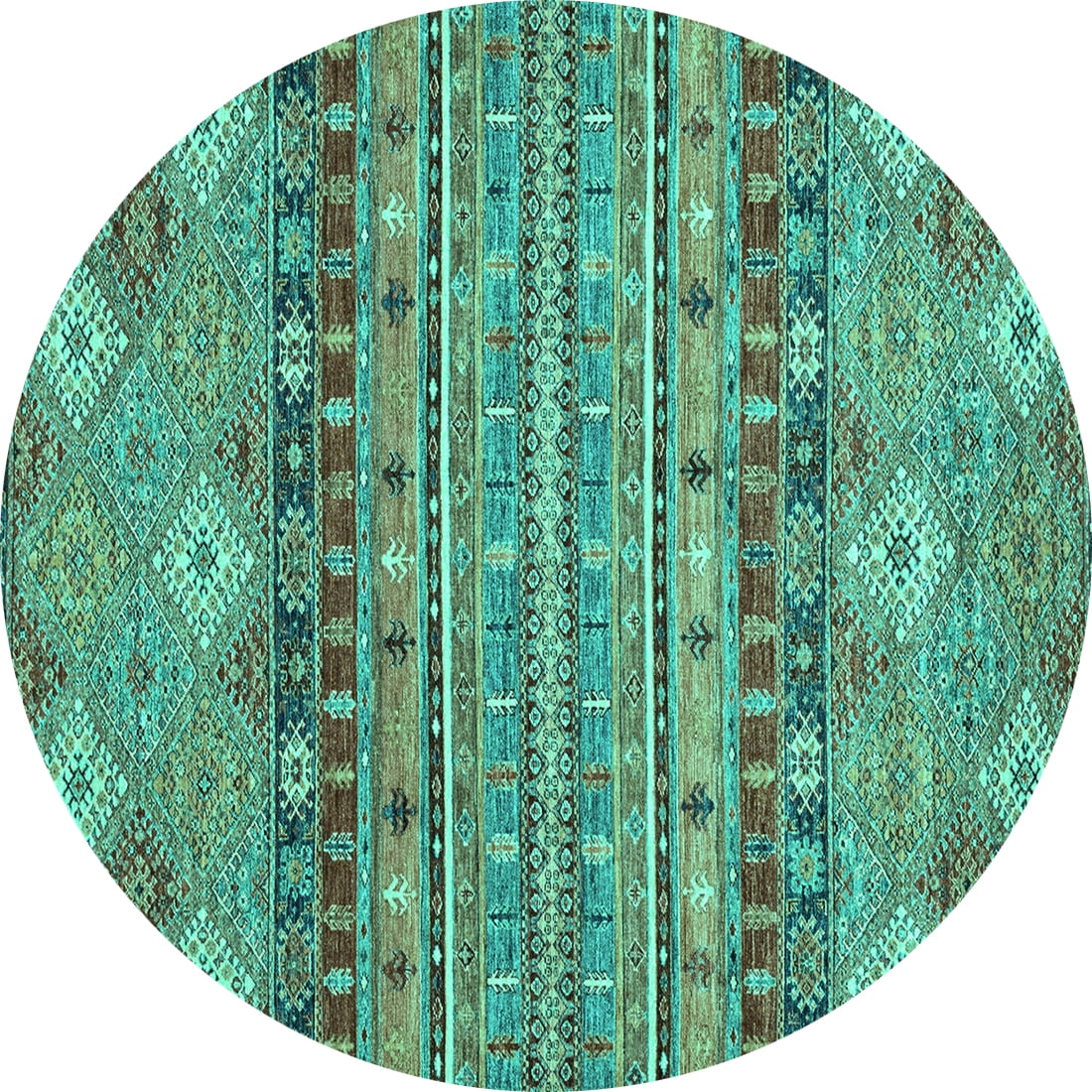 Ahgly Company Indoor Round Abstract Turquoise Blue Modern Area Rugs, 8 ...