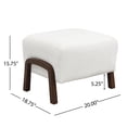 Euroco 20" Boucle Upholstered Ottoman, Modern Stool Chair with Wooden ...