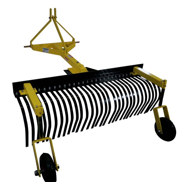 Titan Attachments 5 FT Landscape Rake with Bolt-On Wheels for Compact ...