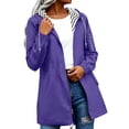 Frostluinai Women's Casual Hooded Rain Jacket Striped Lined Zip Up Coat ...