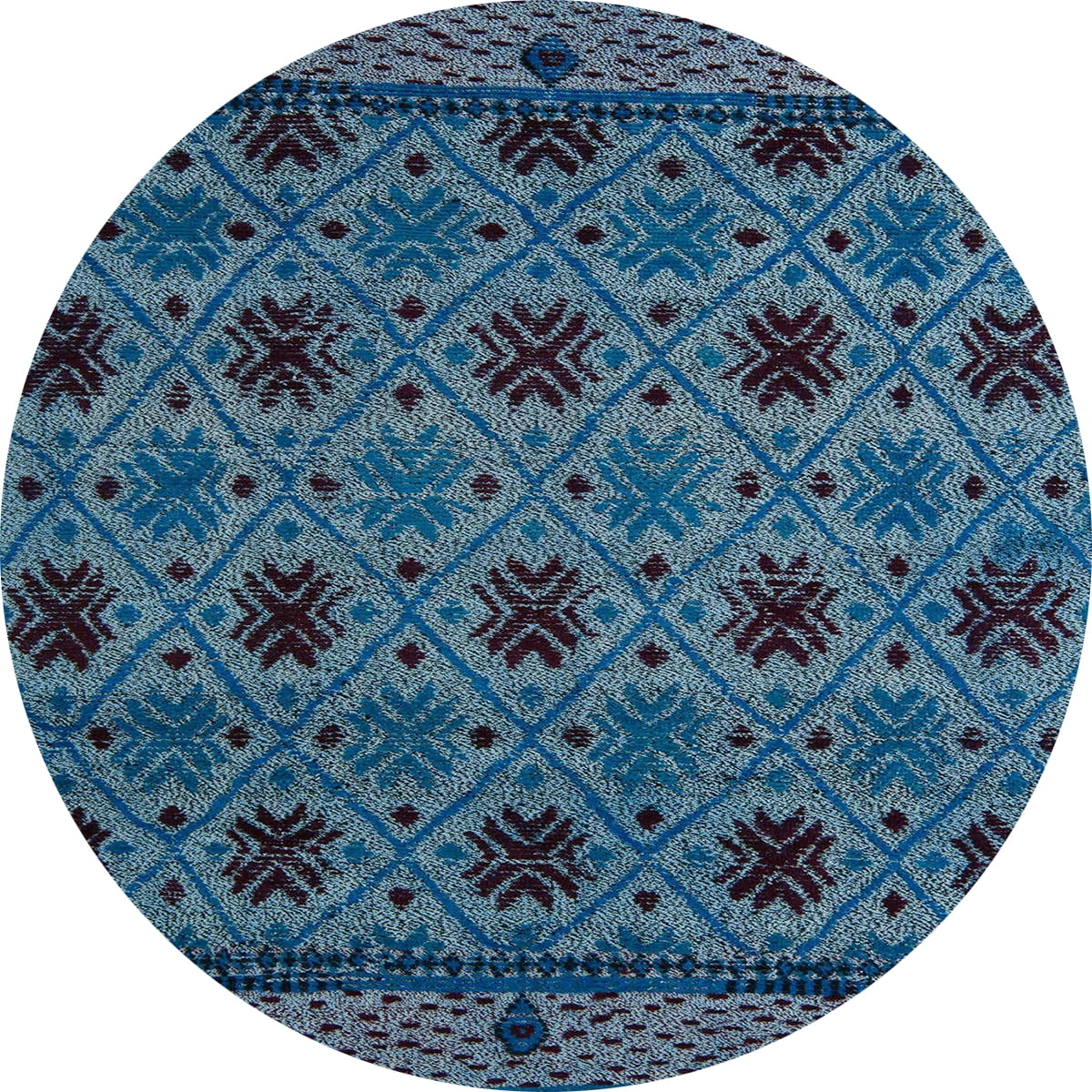 Ahgly Company Indoor Round Abstract Blue Abstract Area Rugs, 3' Round ...
