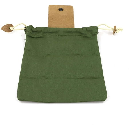 Leather Waxed Canvas Pouch,Outdoor Foraging Bag with drawstring ...