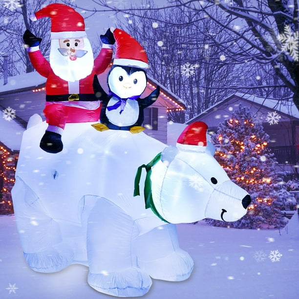 Airfun Lighted Inflatable Polar Bear Christmas Outdoor Decoration - 6 ...