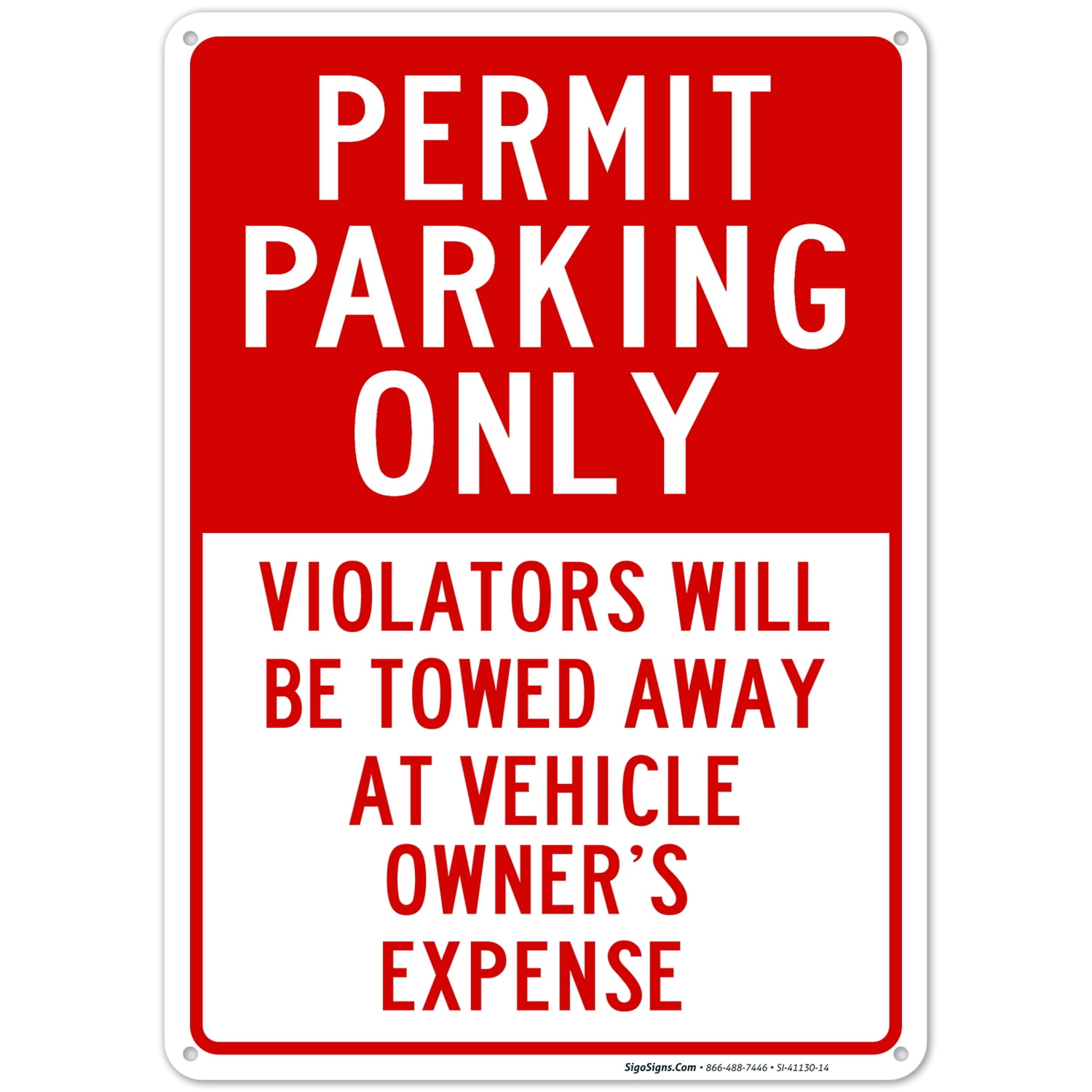 Permit Parking Only Red Sign, Board, 10x14 Aluminum - Walmart.com
