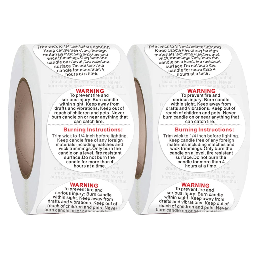 2roll Warning Labels Candle Jar Container Stickers Candle Safety ...