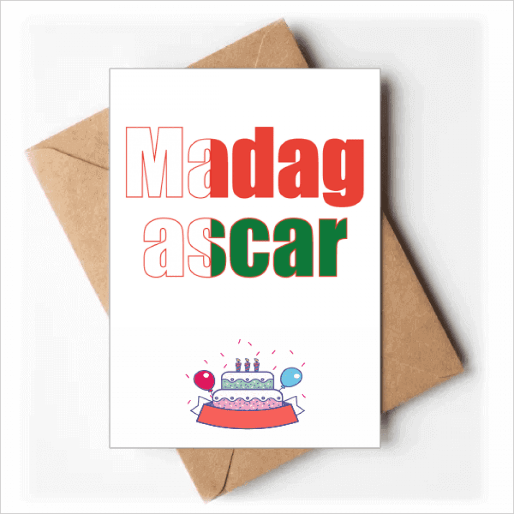 Madagascar Country Flag Name Happy Birthday Greeting Cards Envelopes ...