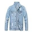 Free Shipping! LZLER Casual Jean Jacket for Men Ripped Sports Denim Jacket - Walmart.com