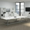 120W x 48D Conference Table with Metal Base in White - Engineered Wood ...