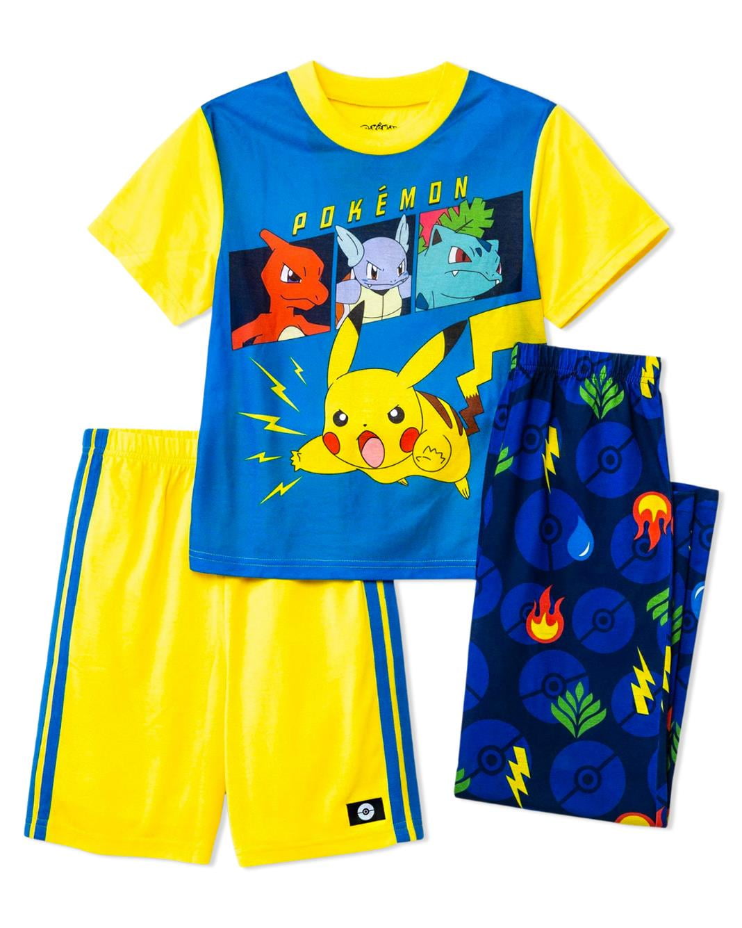Pokemon Big Boys Three-Piece Pajama Set Male 4-10, Pikachu Team, Size ...