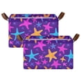 Bright Starfish Pattern Collapsible Storage Bin Open Home Shelf Basket ...