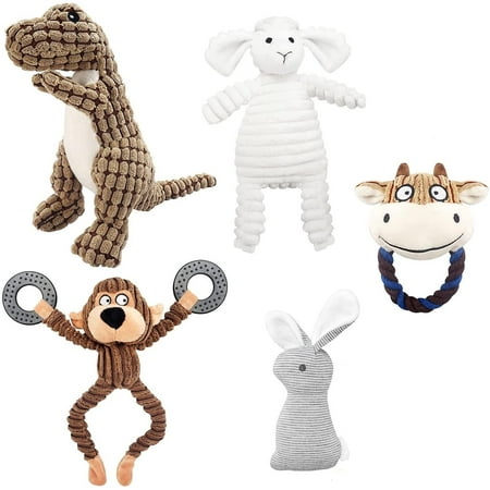 Squeaky Dog Toy Set, 5 Packs Durable Dog Plush Toys Chew Toys Dog ...