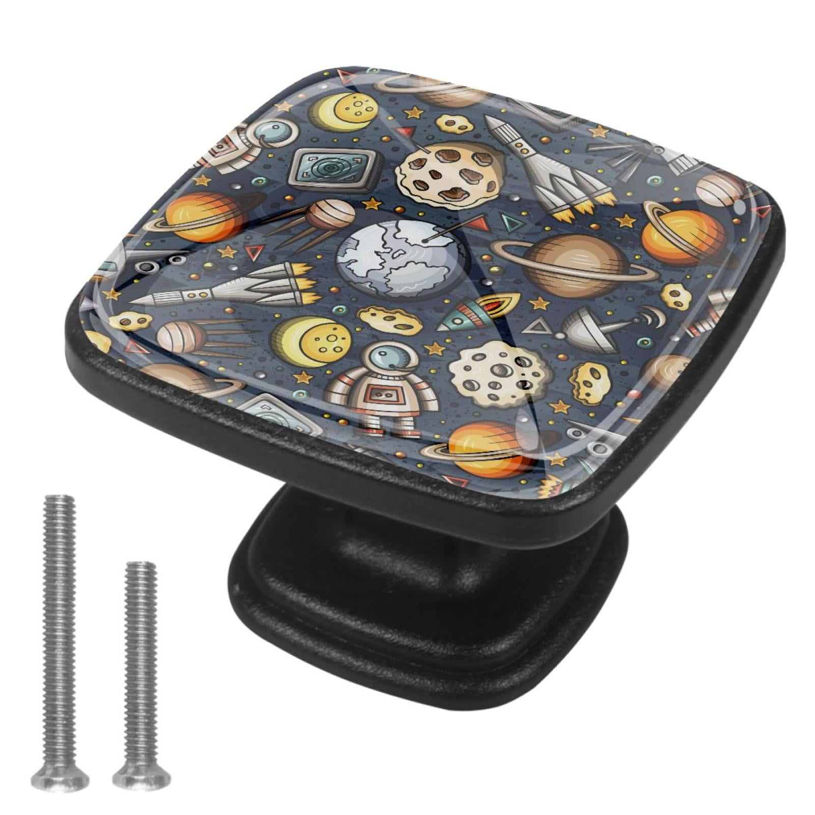 4 Pcs Cabinet Handle Drawer Pulls Spaceship Galaxy Rockets Knobs with ...