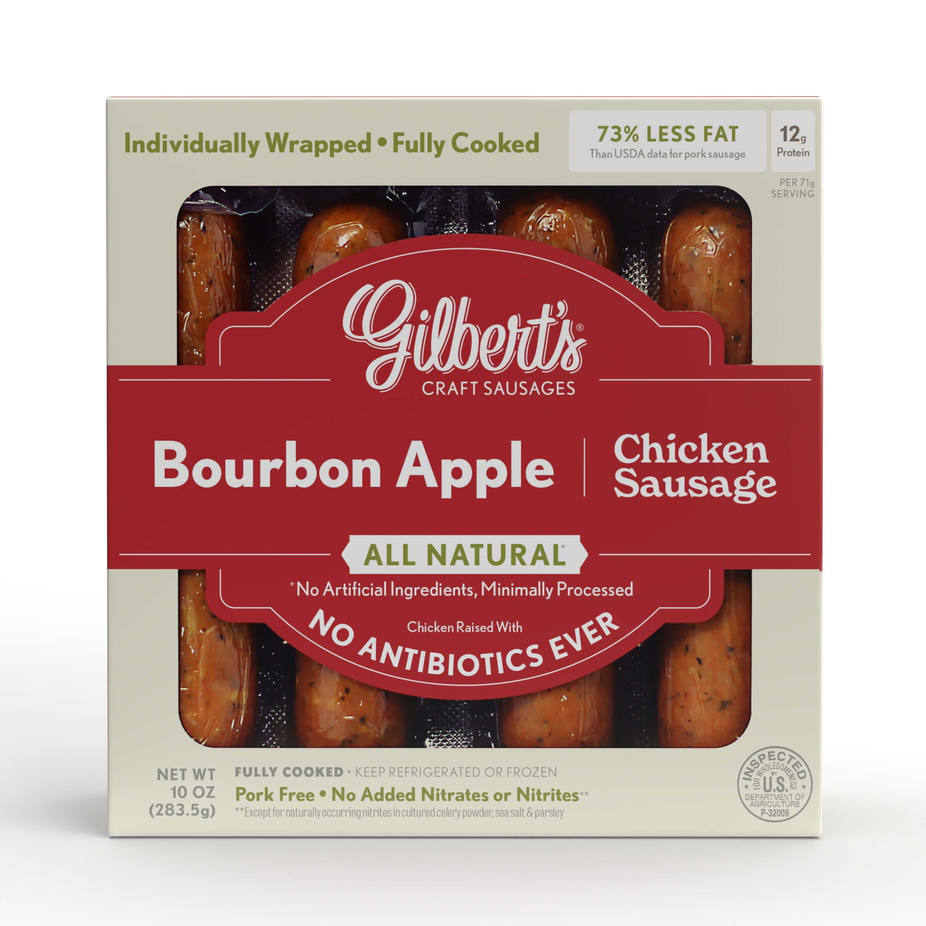 Gilbert's Bourbon Apple Chicken Sausage, 4 Links, 10 oz - Walmart.com