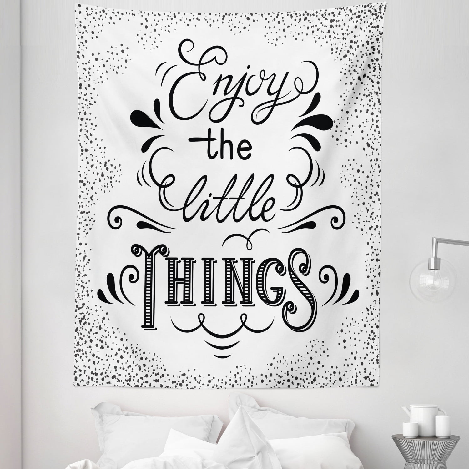 Saying Tapestry, Hand Lettering with Paisley Motifs and Dotted Frame ...