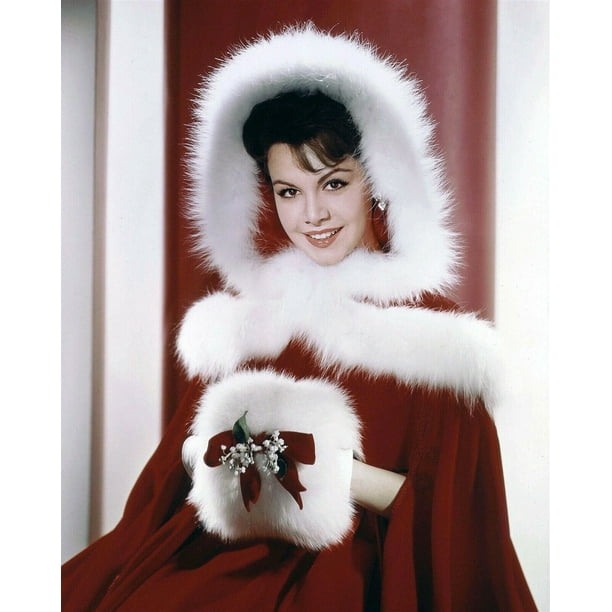 Annette Funicello looks cute in red Santa cape & fur trimmed hood 8x10 ...