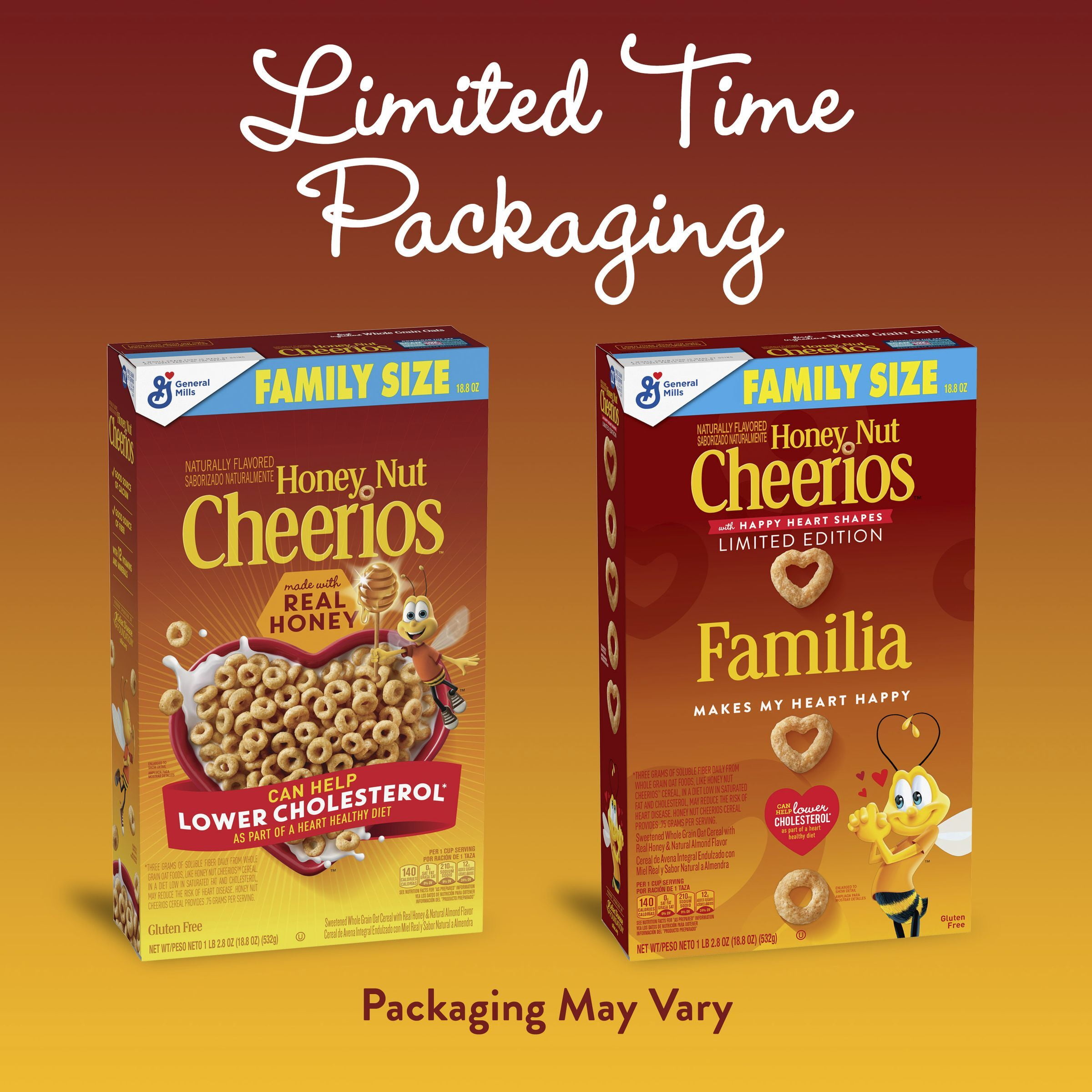 Honey Nut Cheerios Heart Healthy Cereal, Happy Heart Shapes, Family ...