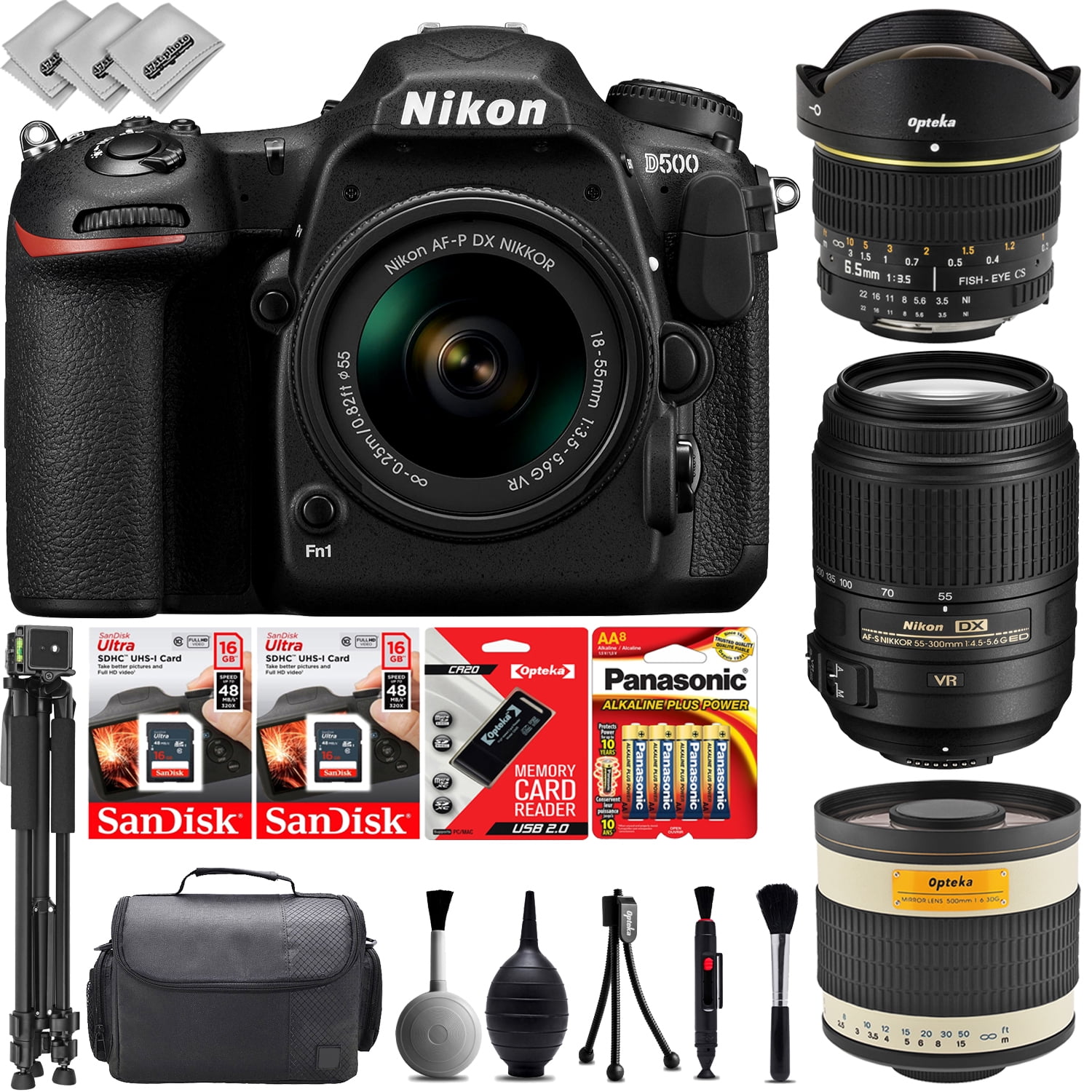 Nikon D500 Digital SLR Camera 20.9MP 4K Video w/ 4 Lens 6.5 to 1000mm ...