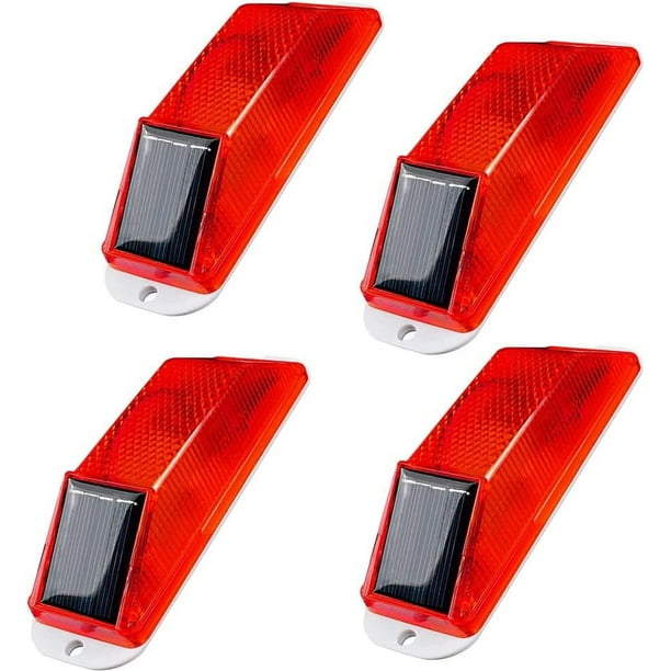 Veeki Solar Strobe Warning Light LED Warning Lamp 4-Pack Super Bright ...