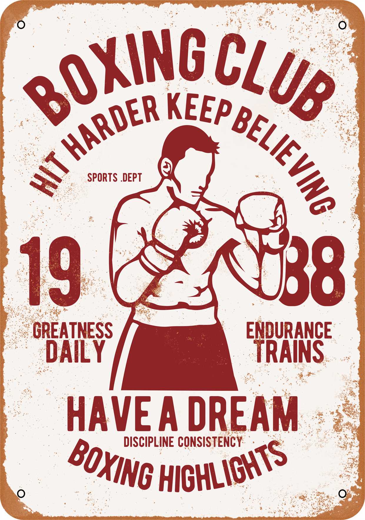10 x 14 METAL SIGN - Boxing Club - Vintage Rusty Look - Walmart.com