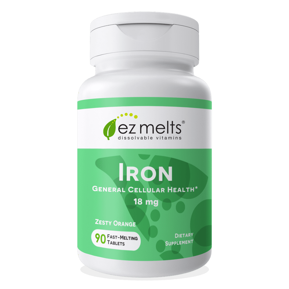EZ Melts Iron Supplement with Vitamin C Fast Dissolve Tablets, 18mg, 90 ...