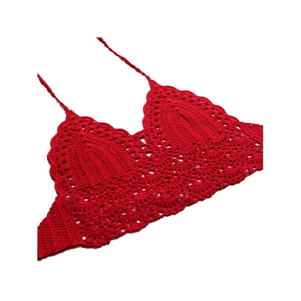 Fymall - Sexy Women Boho Lace Bra Crochet Knit Bralette Beach Tank Top ...