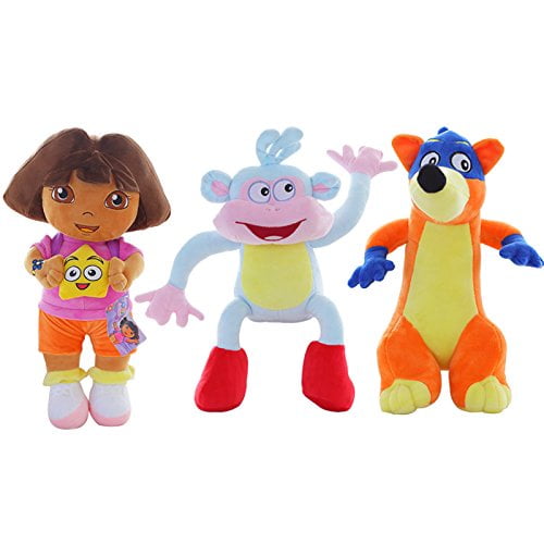 Adventure of Dora, monkey Boots, Swiper dolls Plush Animals 3pcs/set ...