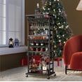 4 Tier Bar Cart with Wheels, Home Bar Serving Cart, Rolling Mini Wine ...
