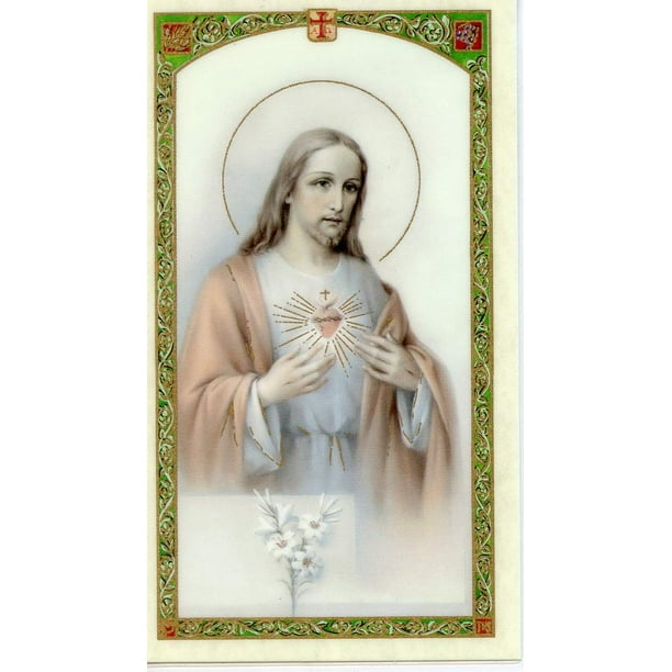 Sacred Heart of Jesus, I Commit This Day to You holy card - laminated - Pack of 25 - Walmart.com