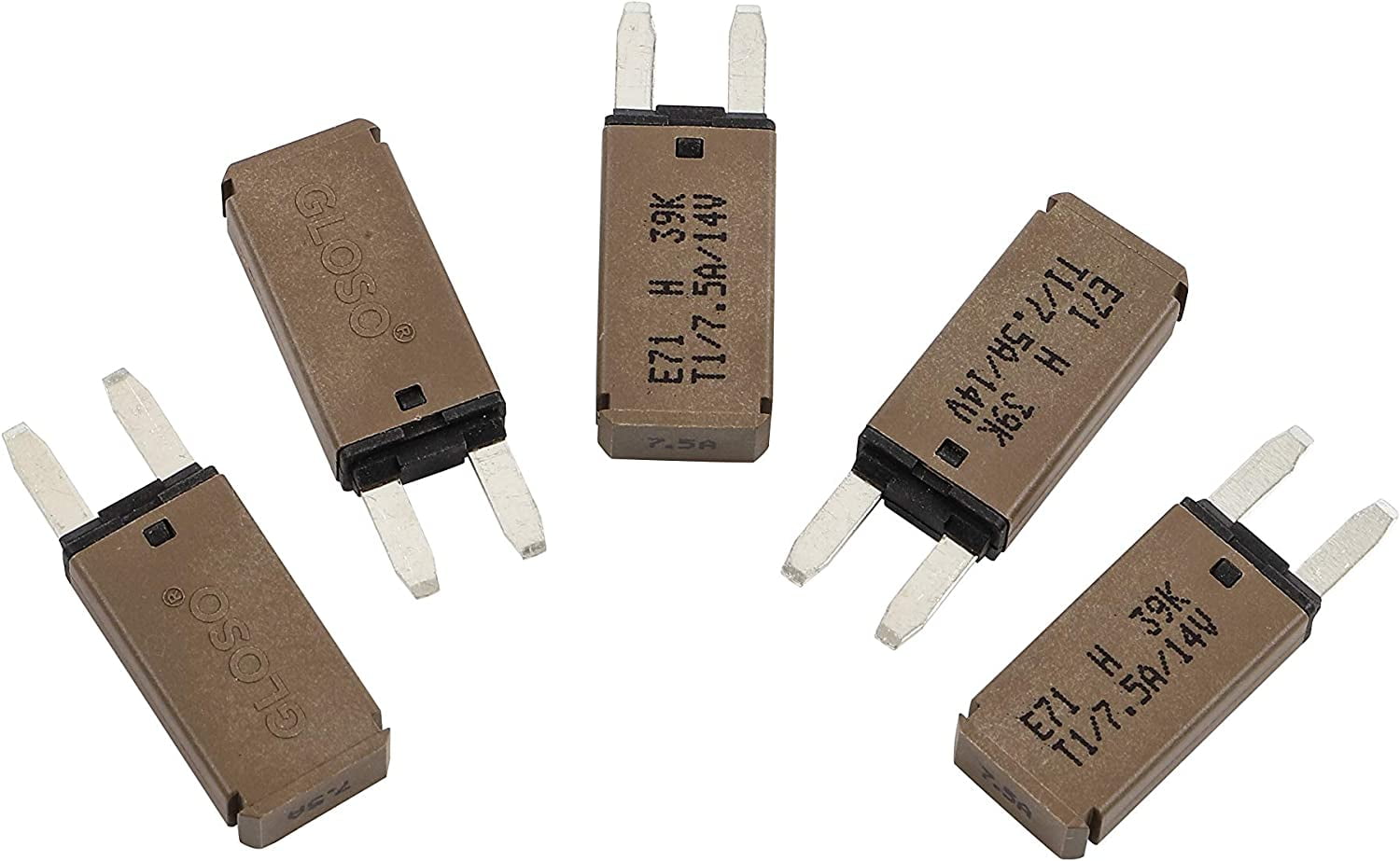 GLOSO E71 Mini ATM 7.5Amp Circuit Breakers Auto Reset (T1) - 5 Pack (7 ...