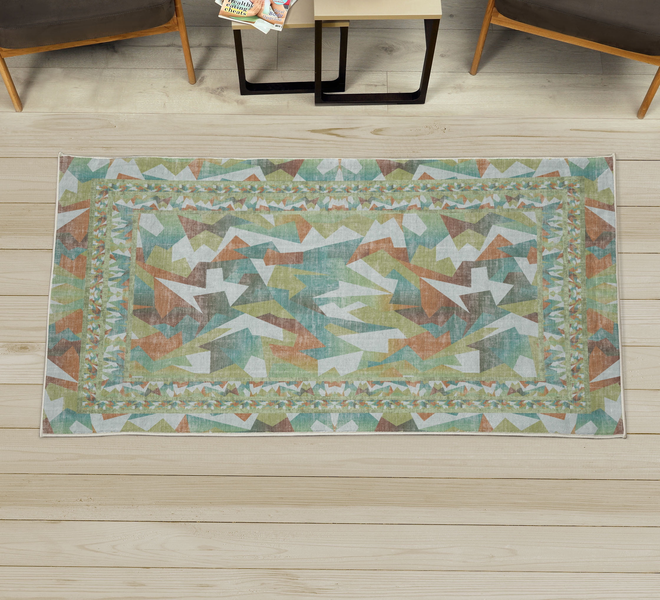 Colorful Decorative Rug, Modern Themed Pattern of Abstract Forms ...